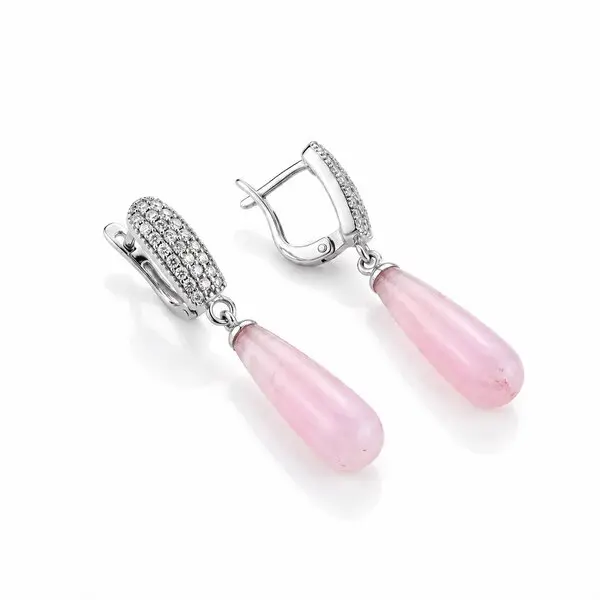 NAJIBA Cascade Blush Whisper Earrings - White/silver