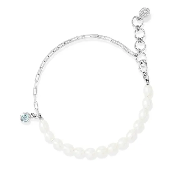 DOWER & HALL Sterling Pearl And Aquamarine Charm Bracelet - Silver