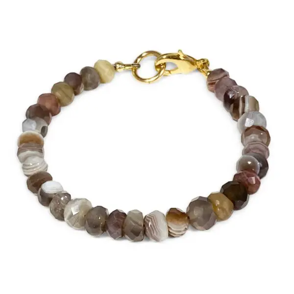 Rachel Nathan Faceted Botswana Agate Bracelet - Brown/black