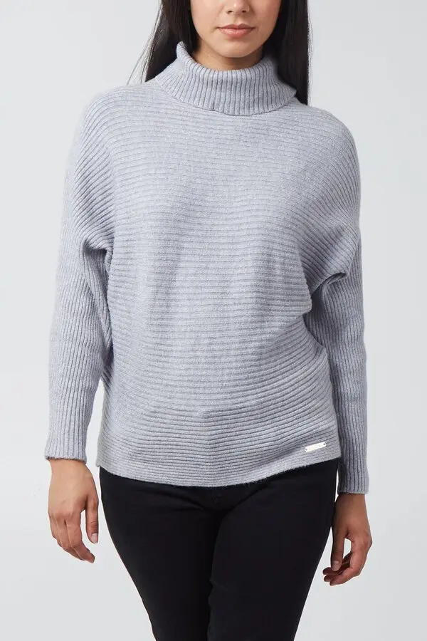 HORTONS ENGLAND Sudbury Batwing Turtle Neck Jumper - Grey
