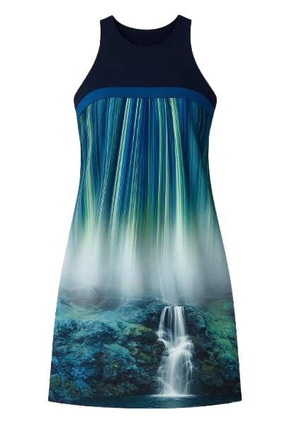CONQUISTA Sleeveless A-line Dress With Waterfall Print