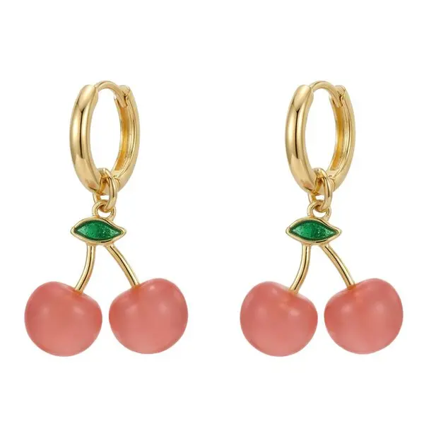 SEREE Harvest Agate Charm Earrings - Red