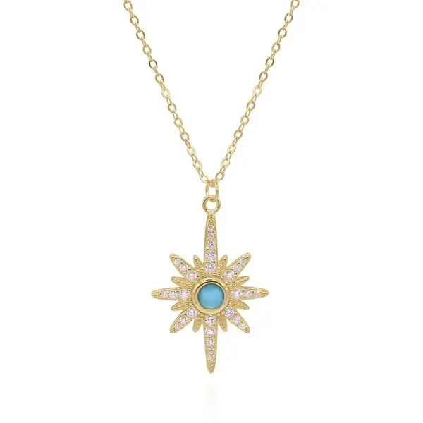 LUNA CHARLES Heidi Gold Plated North Star Pendant Necklace With Turquoise - Blue