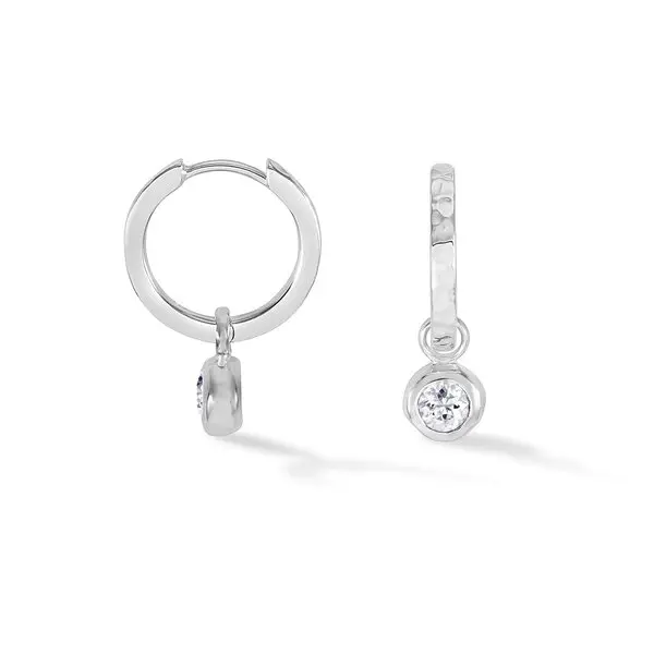 DOWER & HALL White Topaz Hammered Huggie Hoops - Silver