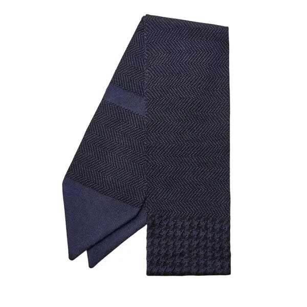 SERRAN LONDON Black / Blue Classic Scarf Midnight Blue