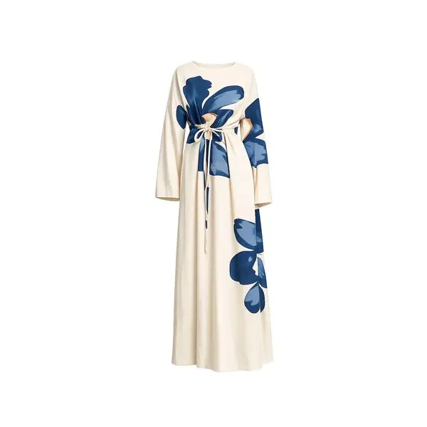 TANTRA SPAIN SL Long Floral Print Dress With Square Neckline And Back Straps - Blue