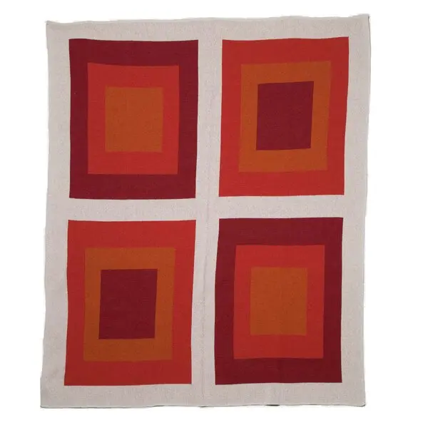 In2green Cotton Sustainable Knit Geometric Throw Blanket Bauhaus - Red