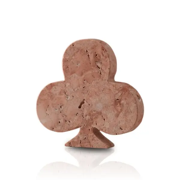 MARLETH Neutrals Terracotta Marble Club Symbol Sculpture – Hand-carved Playing Card Art - Orange