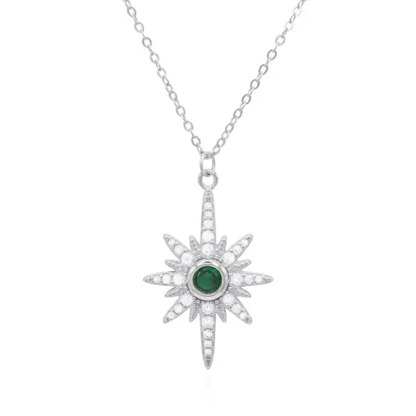 LUNA CHARLES Heidi North Star Birthstone Necklace - Silver