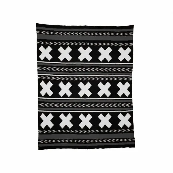 In2green Cotton Sustainable Knit Throw Blanket - Black