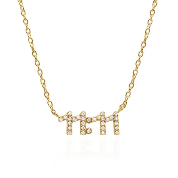 LUNA CHARLES Ezra 11:11 Pave Crystal Necklace - Gold