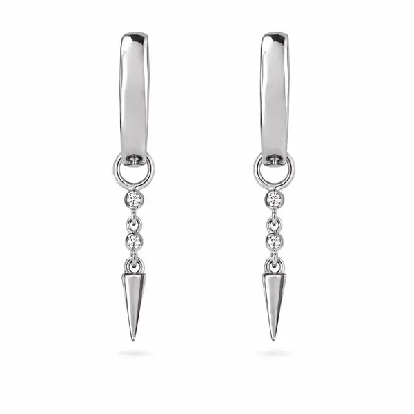ZOHREH White Sapphire Drop Hoop Earrings In Sterling - Silver
