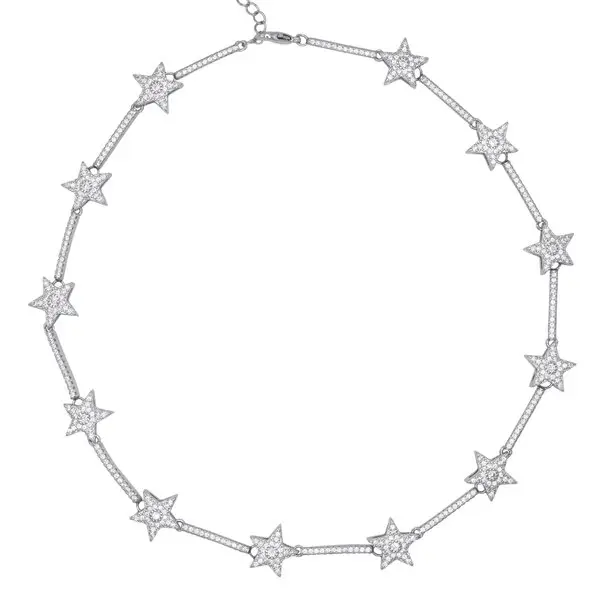 LUNA CHARLES Margot Sparkling Star Choker Necklace - Silver