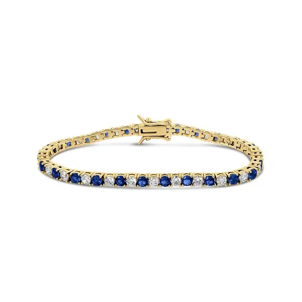 SHYMI Gold And Blue Cubic Zirconia Tennis Bracelet - Gold/blue