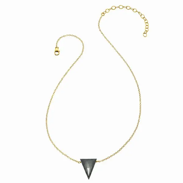 HEATHER HAWKINS Hematite Elongated Triangle Semi-precious Gemstone Necklace - Grey