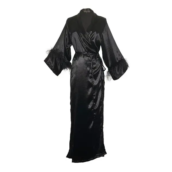 JENNAFER GRACE Marlene Wrap Dress In Obsidian Sheen
