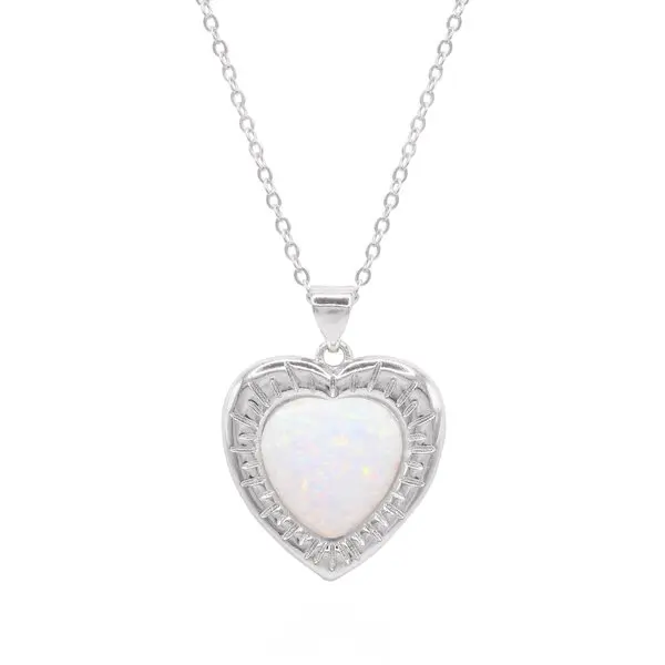 LUNA CHARLES Cora Opal Heart Pendant Necklace - Silver