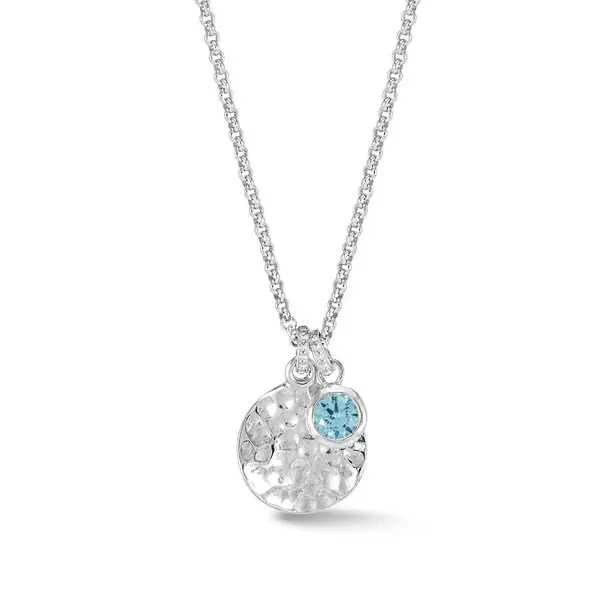 DOWER & HALL Hammered Disc And Blue Topaz Pendant Necklace - Silver