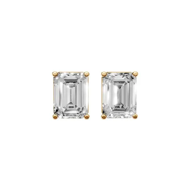 AYA FINE JEWELRY 3.76 Carat Emerald Cut Lab Grown Diamond Stud Earrings In 14k Gold - Yellow