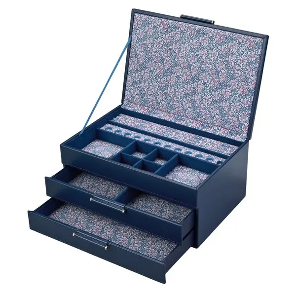 Wolf Sophia Jewellery Box With Drawers By - Blue