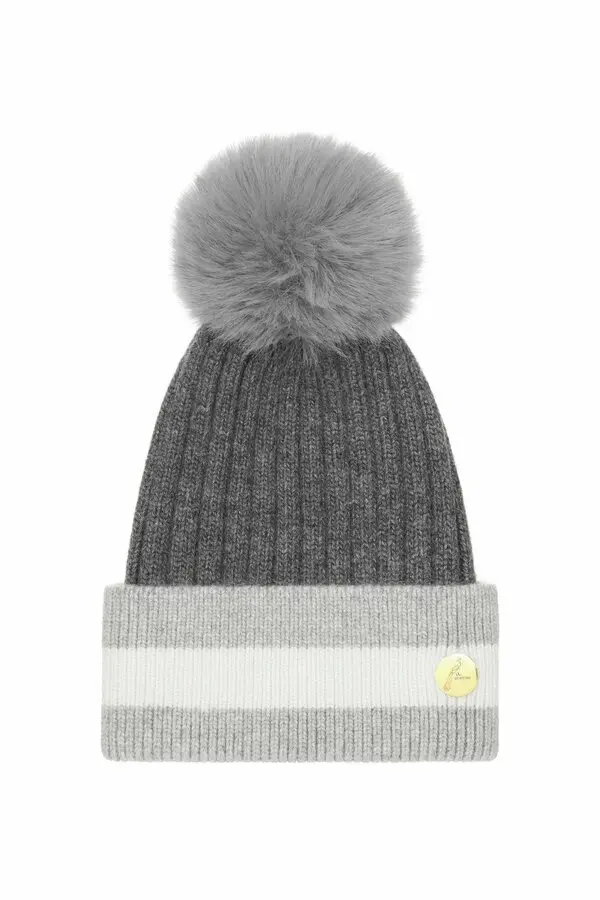HORTONS ENGLAND Geneva Cashmere Pom Pom Hat - Grey
