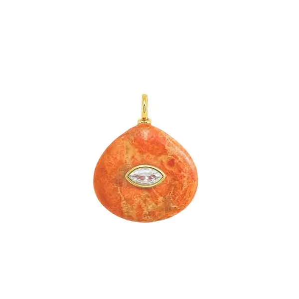 KAMARIA Coral And Topaz Pendant - Orange