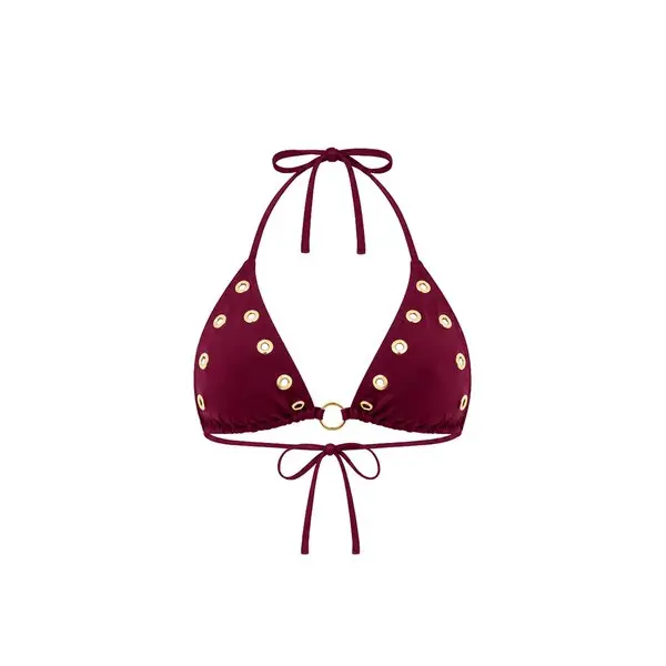 MAUI X LOLITA Embellished Triangle Bikini Top - Red