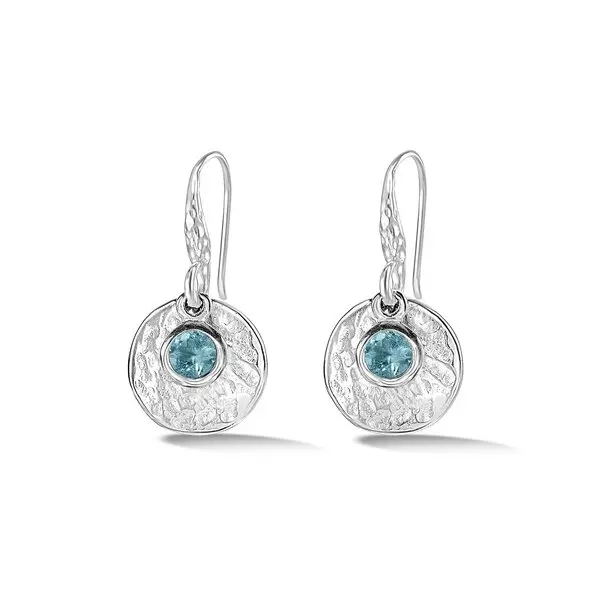 DOWER & HALL Hammered Disc & Blue Topaz Array Drop Earrings