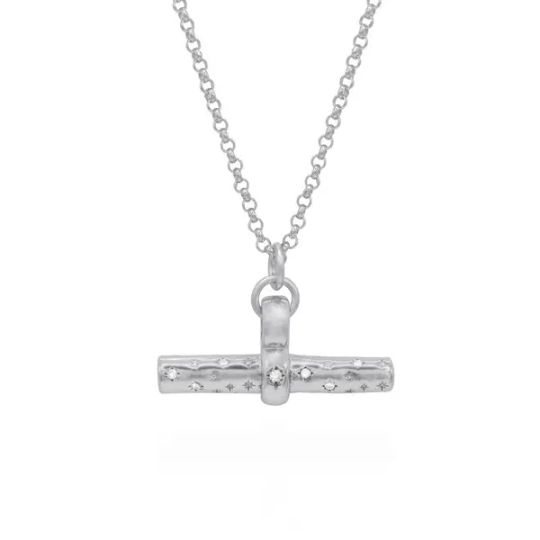 LUNA CHARLES Sterling Wren T-bar Necklace With Crystal Stars