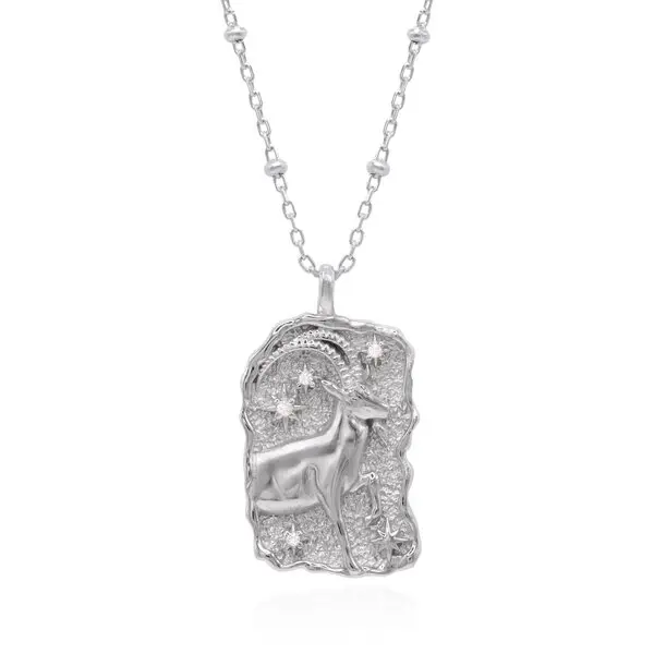 LUNA CHARLES Solara Capricorn Zodiac Necklace - Silver