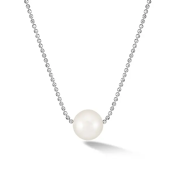 DOWER & HALL Single White Luna Pearl™ Pendant Necklace In Sterling - Silver