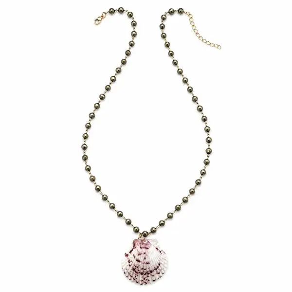 HEATHER HAWKINS Scallop Shell Coin Gemstone Necklace - Gold