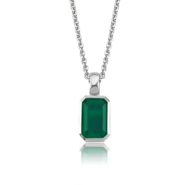 TVENTO Viridessa Necklace With Emerald Stone - Silver