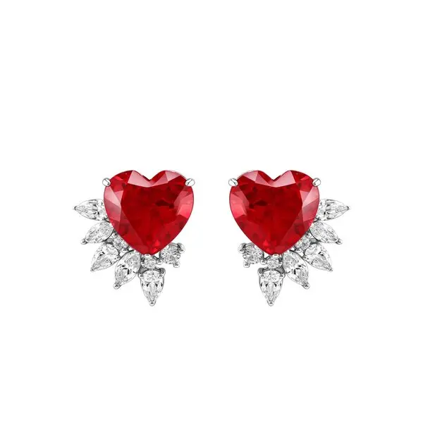 Arte Madrid Casa Real Insignia Heart Earrings - Red