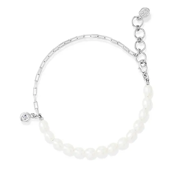 DOWER & HALL Luna Pearl & White Topaz Charm Bracelet In Sterling - Silver
