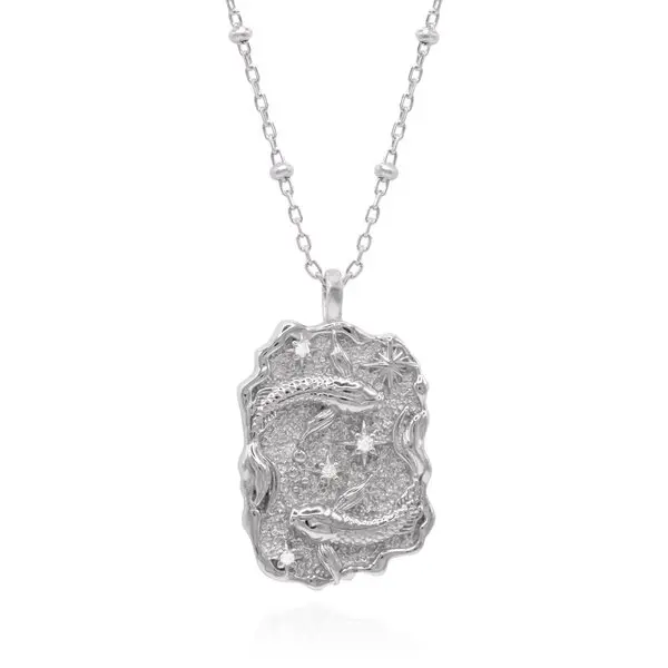 LUNA CHARLES Solara Pisces Zodiac Necklace - Silver