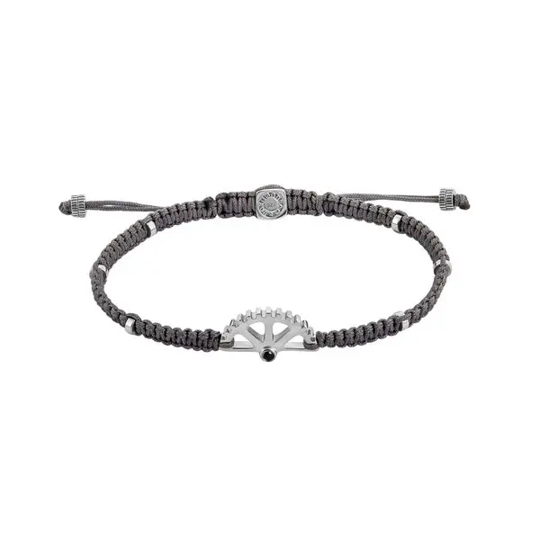 Tateossian Puzzle Gear Macrame Bracelet With Black Spinel - Silver/grey