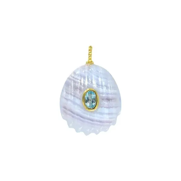 KAMARIA Lace Agate And Topaz Pendant With Shell Motif