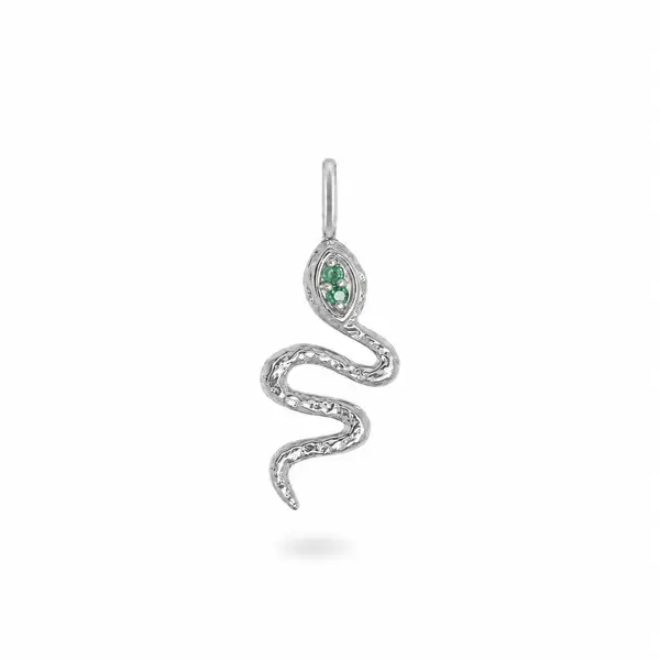 ZOHREH Emerald Snake Pendant In Sterling Silver - Silver/green