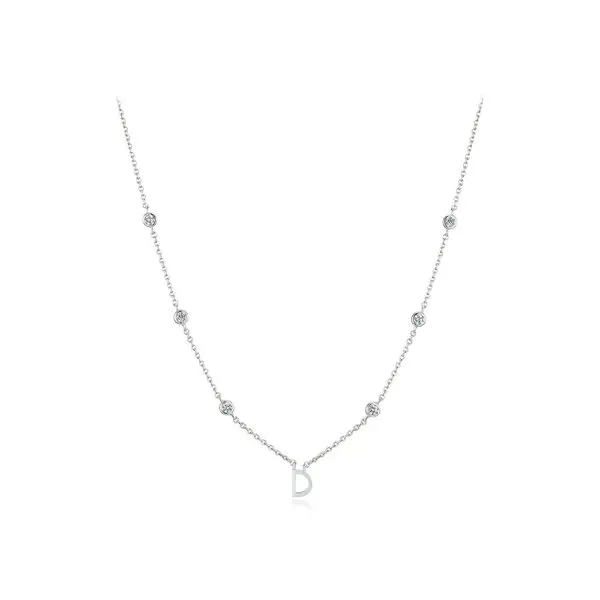 DIDIER DUBOT Miss. Doux 'd' Pendant Necklace With Crystal Accents - Silver