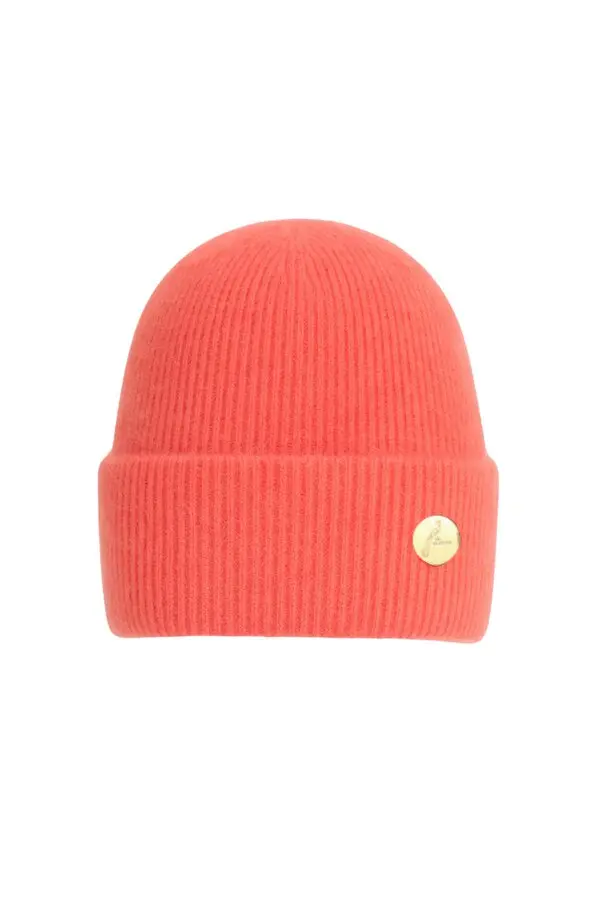 HORTONS ENGLAND Mohair Coral Beanie - Orange