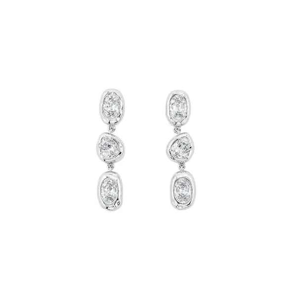 UCHI & SOTO Enso Layered Stone Drop Earrings - Silver