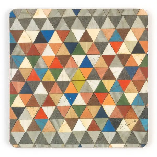 E. INDER DESIGNS Mosaic Coaster Set Of Six. Heat Resistant Melamine. From The Boho Harlequin Range - Green