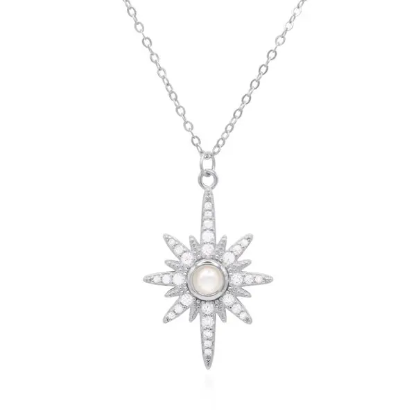 LUNA CHARLES Heidi North Star Birthstone Necklace Sterling June - Silver