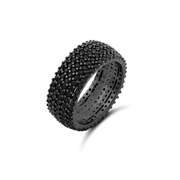 SHYMI Pave Cigar Band Ring With Stones - Black
