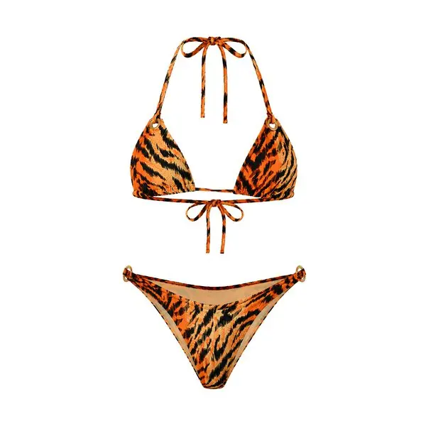 MAUI X LOLITA Talia Tiger Print Triangle Bikini - Brown