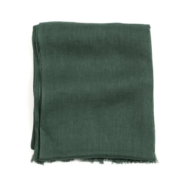 STUDIO VARIOUSLY Moss Dark Soft Linen Silk Handwoven Artisanal Scarf