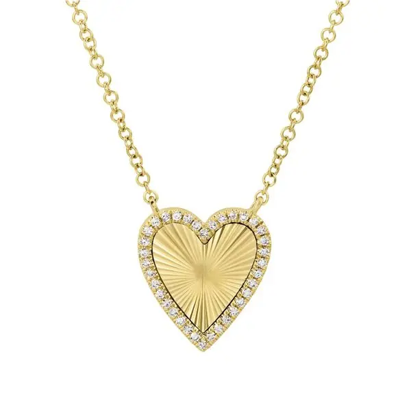 KAMARIA Fluted Heart Necklace With Diamonds