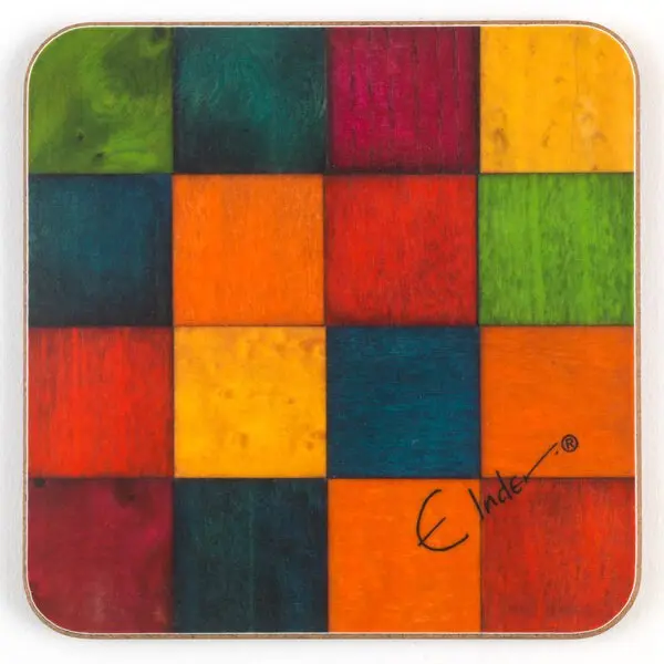 E. INDER DESIGNS Coasters Set Of Four. Eye Catching Design From The Rainbow Range. Melamine Heat Resistant - Green