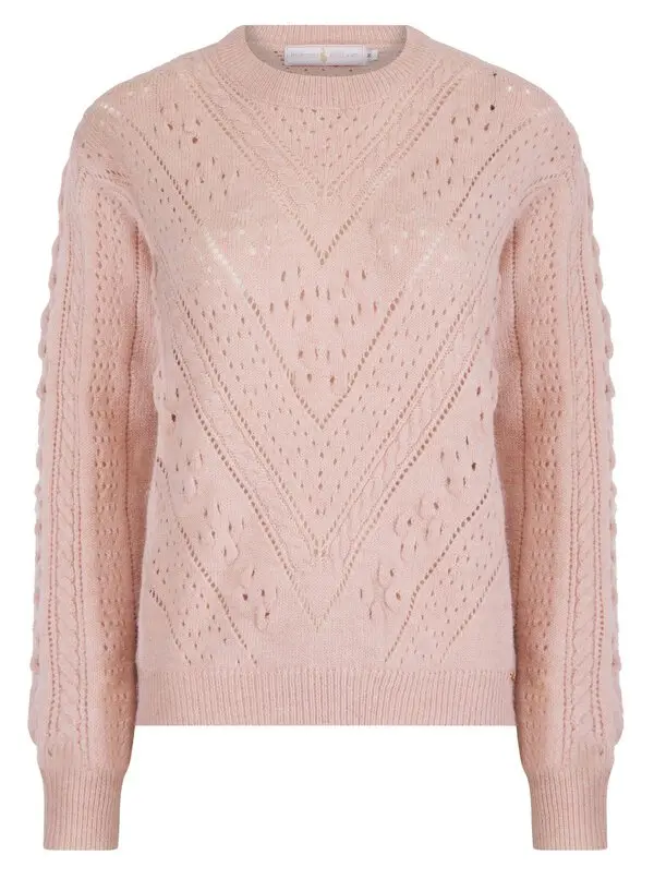 HORTONS ENGLAND Newquay Pointelle Knit Jumper Dusky - Pink